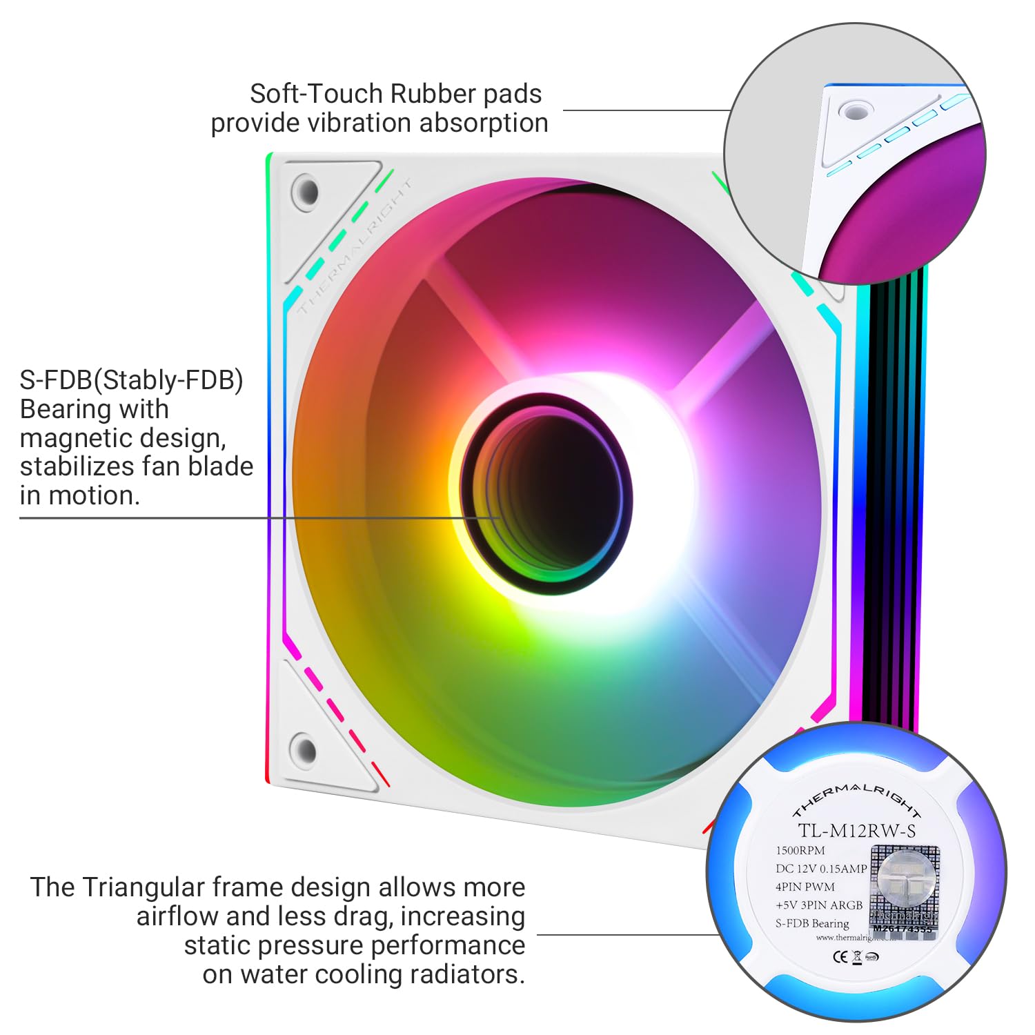 Thermalright TL-M12RW-S ARGB Reverse fan Case Fan 120mm with ARGB ...