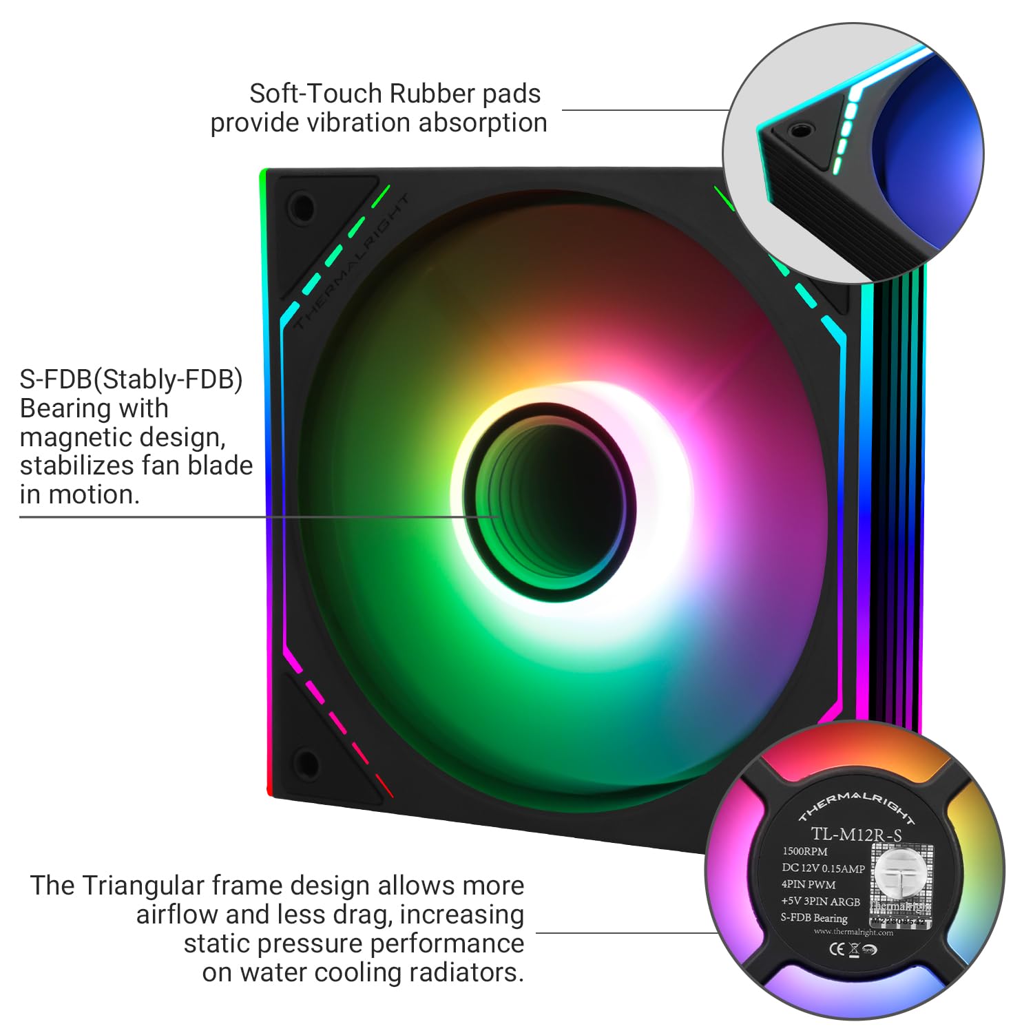 Thermalright TL-M12R-S ARGB Reverse fan Case Fan 120mm with ARGB Mirror ...
