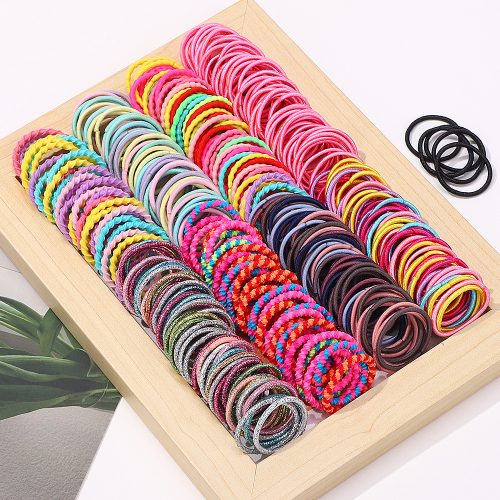 100Pcs/lot Hair Bands Girls Candy Color Elastic Rubber Band Hair Bands ...