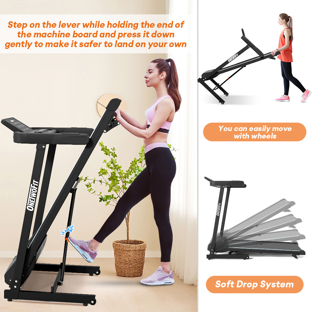 OneTwoFit Electric Treadmill 2.5HP Incline Multifunction Treadmill Home ...