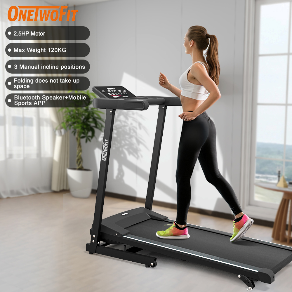OneTwoFit Electric Treadmill 2.5HP Incline Multifunction Treadmill Home ...