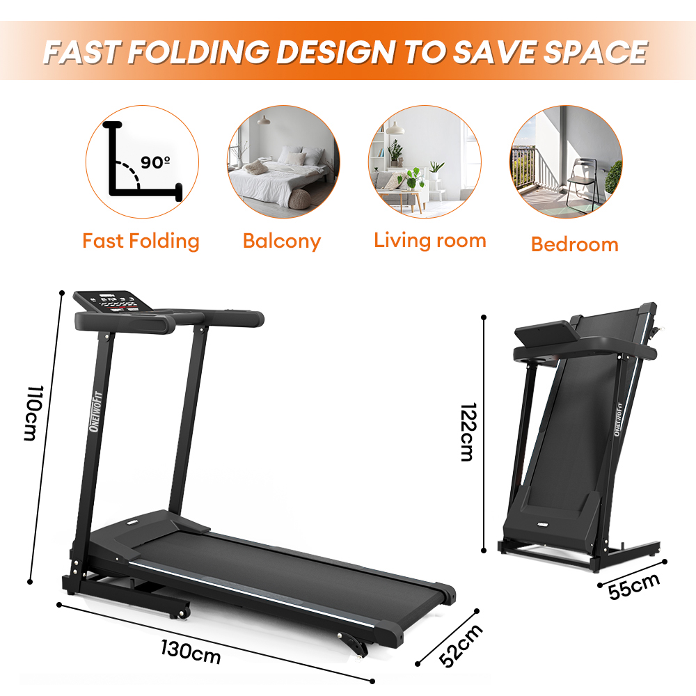 OneTwoFit Electric Treadmill 2.5HP Incline Multifunction Treadmill Home ...