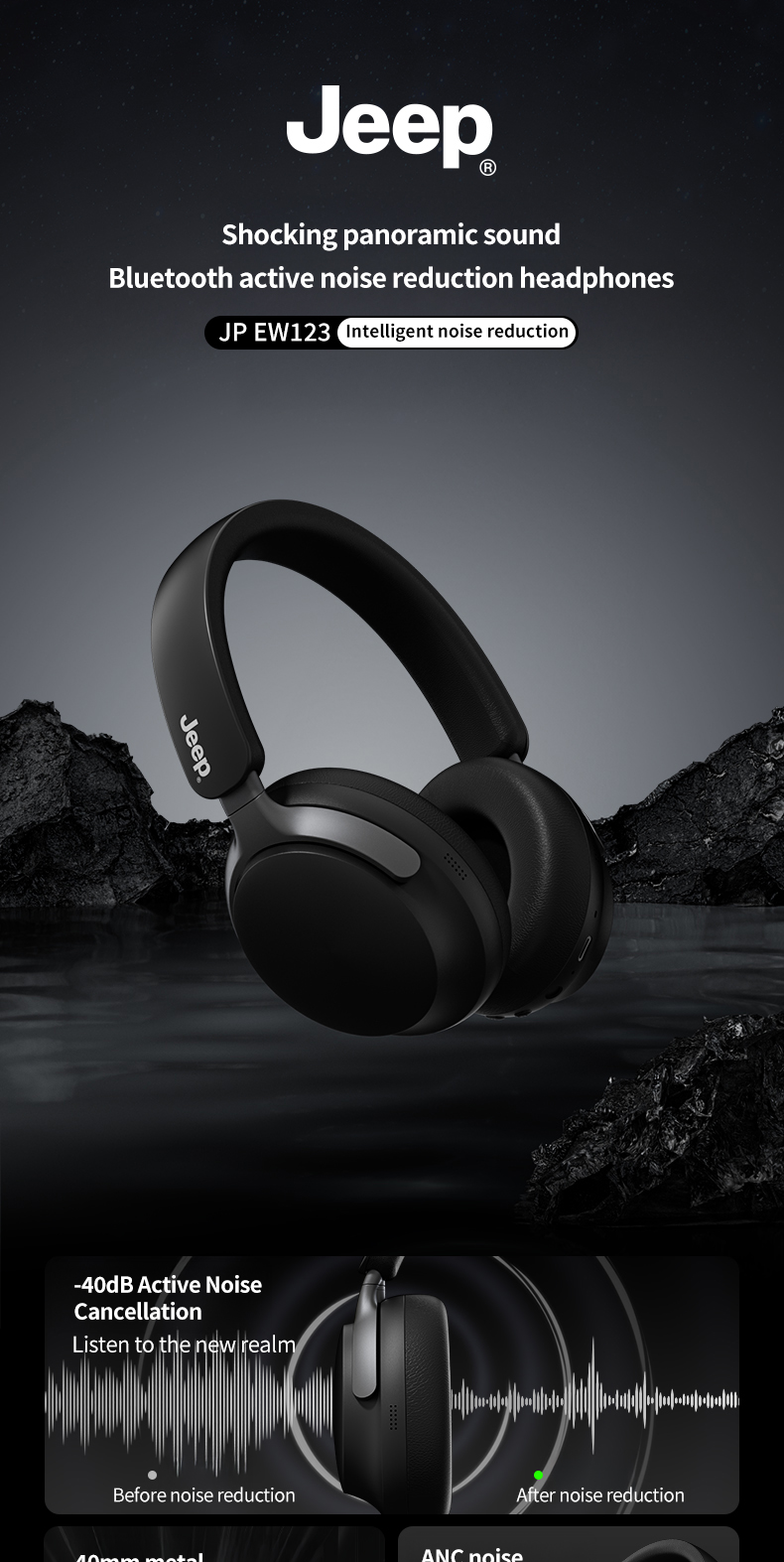Jeep EW123 Wireless Over-ear Headphones ANC Noise Cancellation HiFi ...