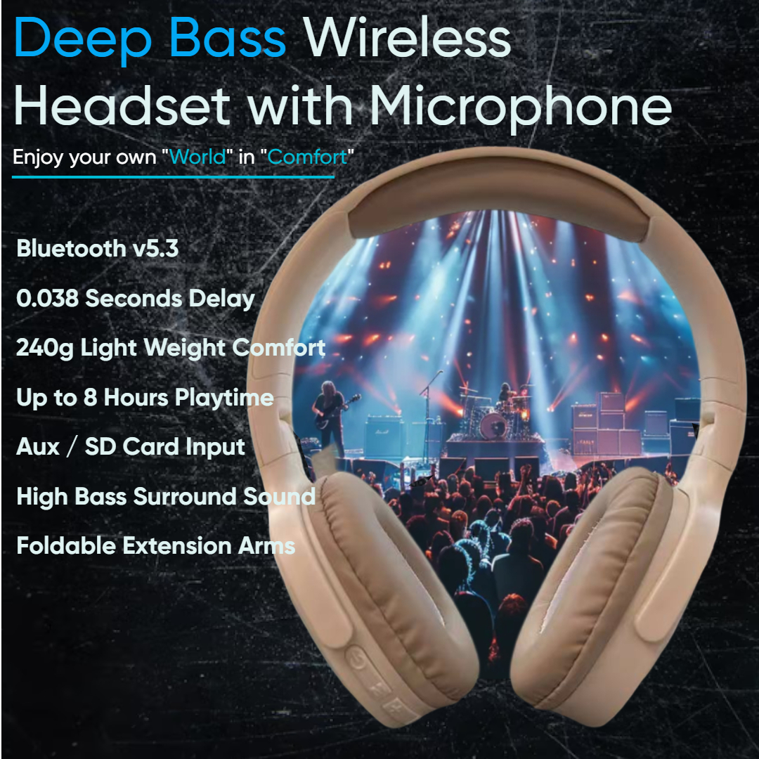 High Bass Wireless Bluetooth Headphones with Mic Low Latency Light ...