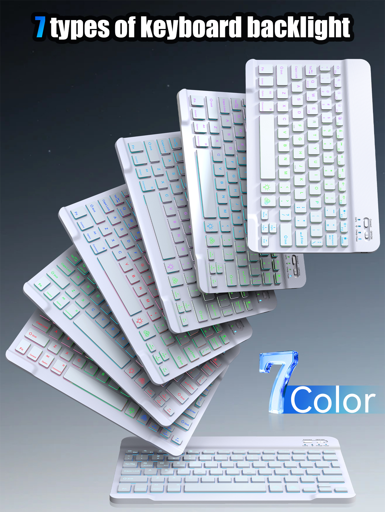 DANYCASE RGB Backlit Keyboard for iPad Android iOS Rechargeable 10inch ...