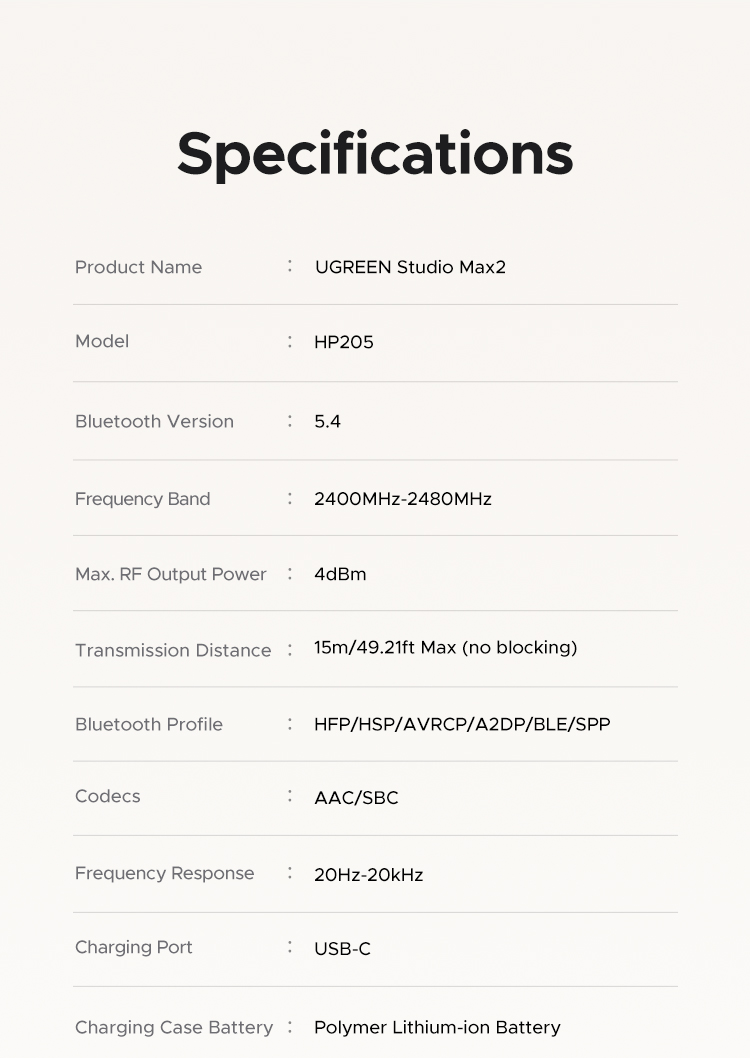 UGREEN Studio Max2 Wireless Bluetooth 5.4 Headphone Hi-Res Certified HiFi Earphone with 3D ...