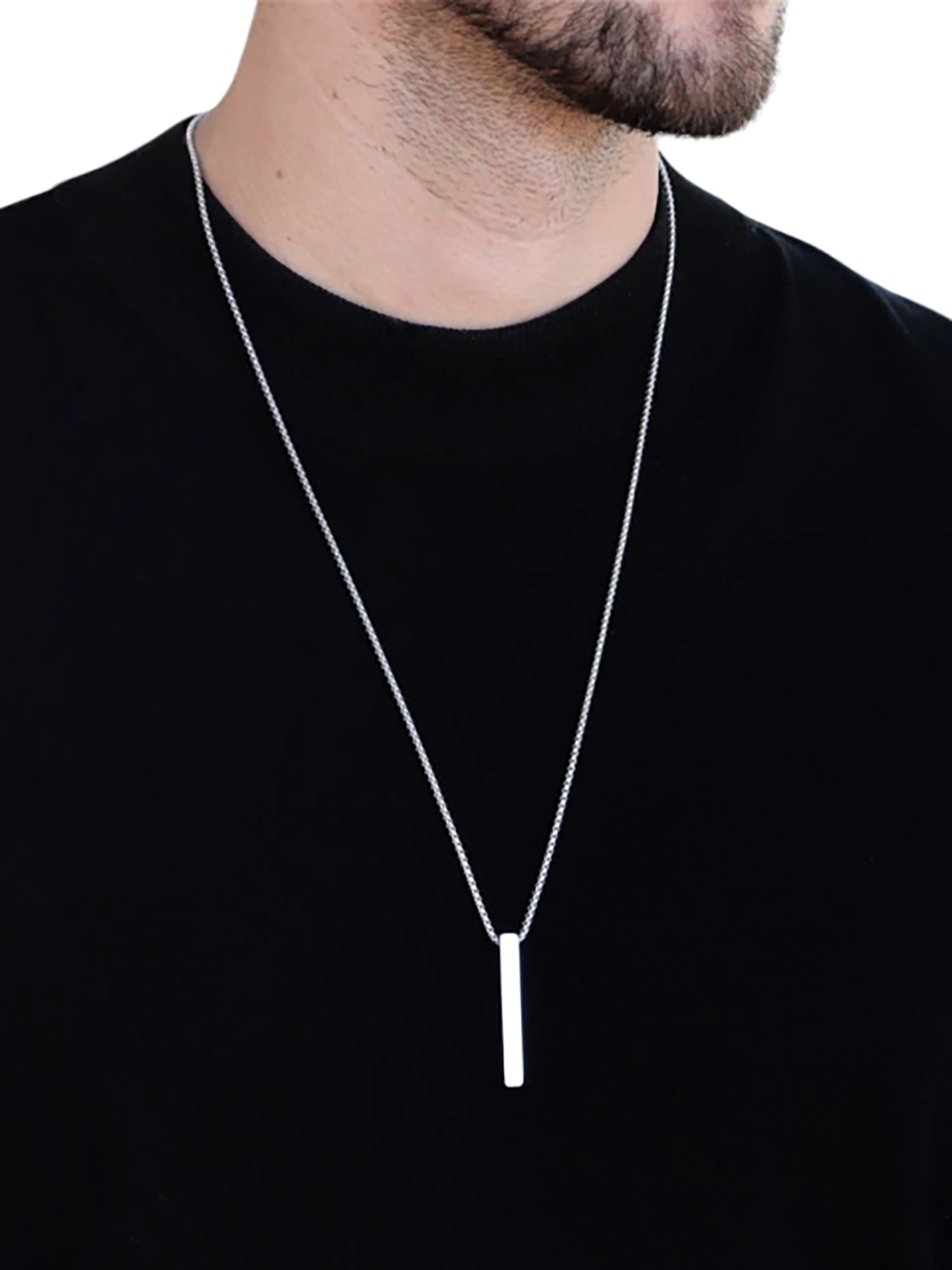 Rectangle Pendant Necklace for Men Stainless Steel Minimalist Jewelry ...