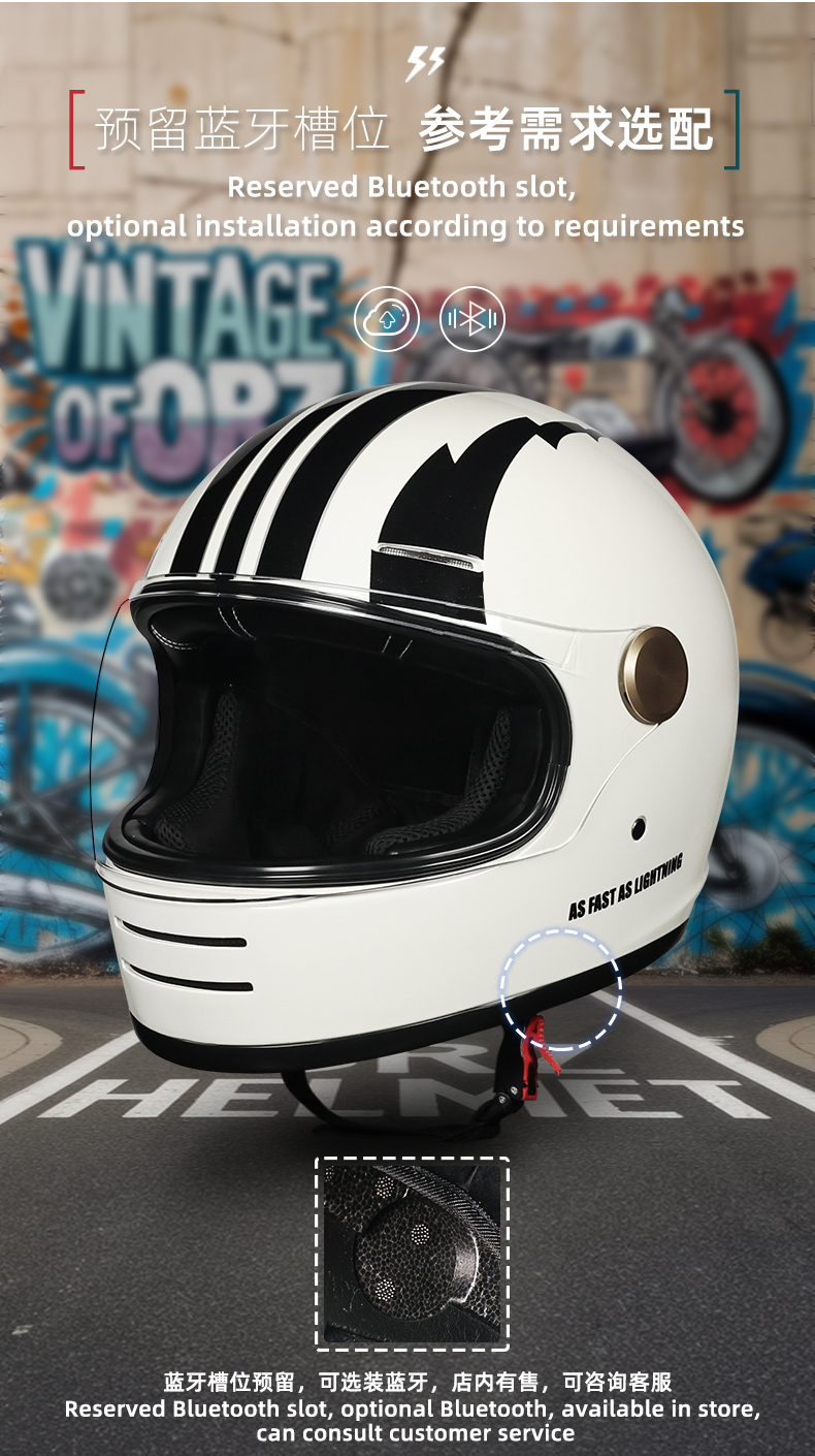 ORZ-806 Motorcycle helmet retro cruise motorcycle full helmet personalized lens ABS material ...
