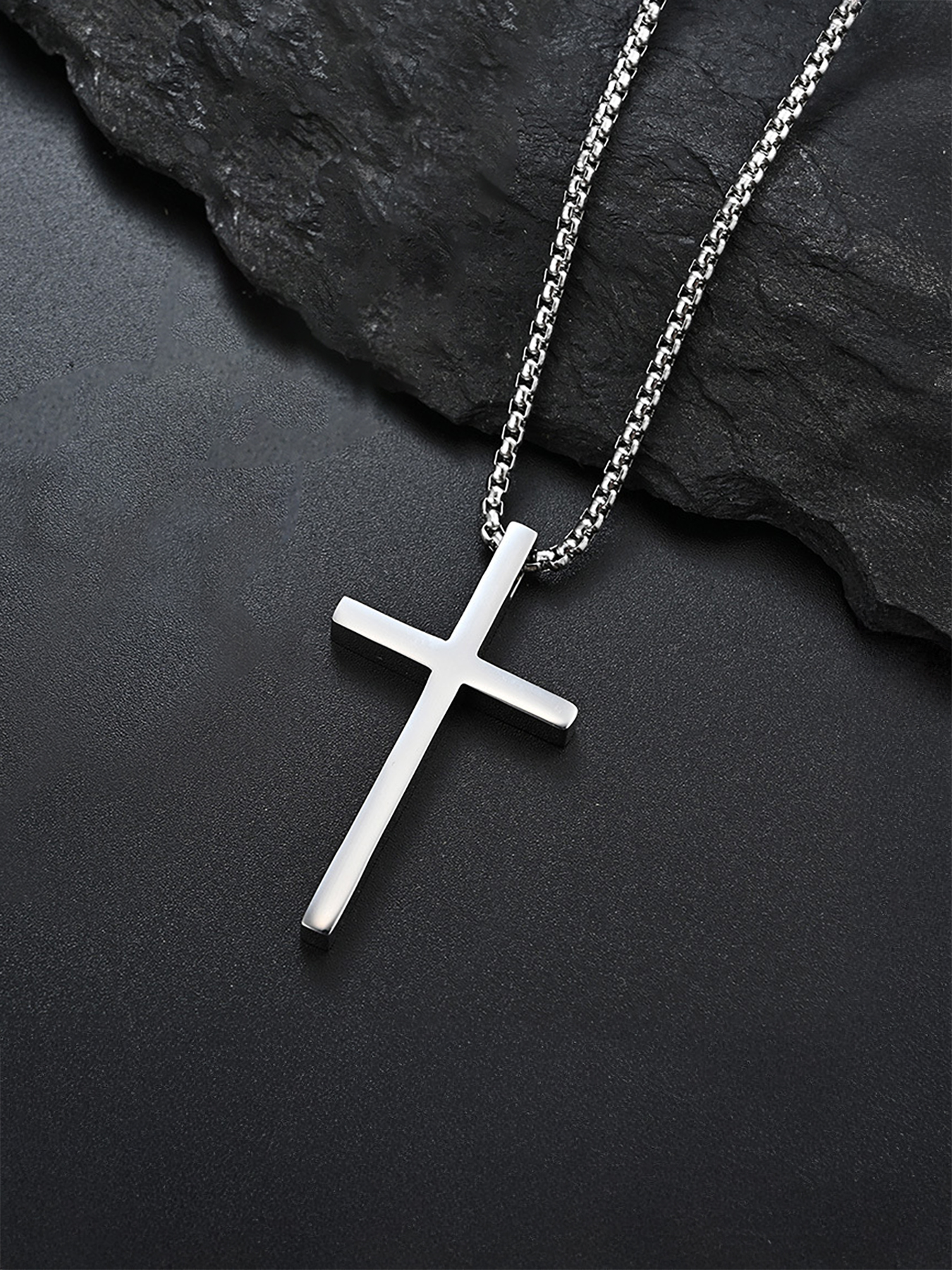 Men Unique Simple Cross Necklace Stainless Steel Men Cross Pendant ...