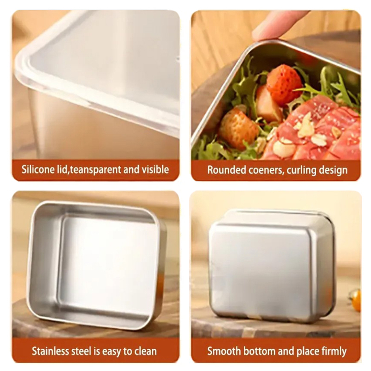 【BUY 1 GET 1】304 Food lunch box tray Food stainless steel tray with ...