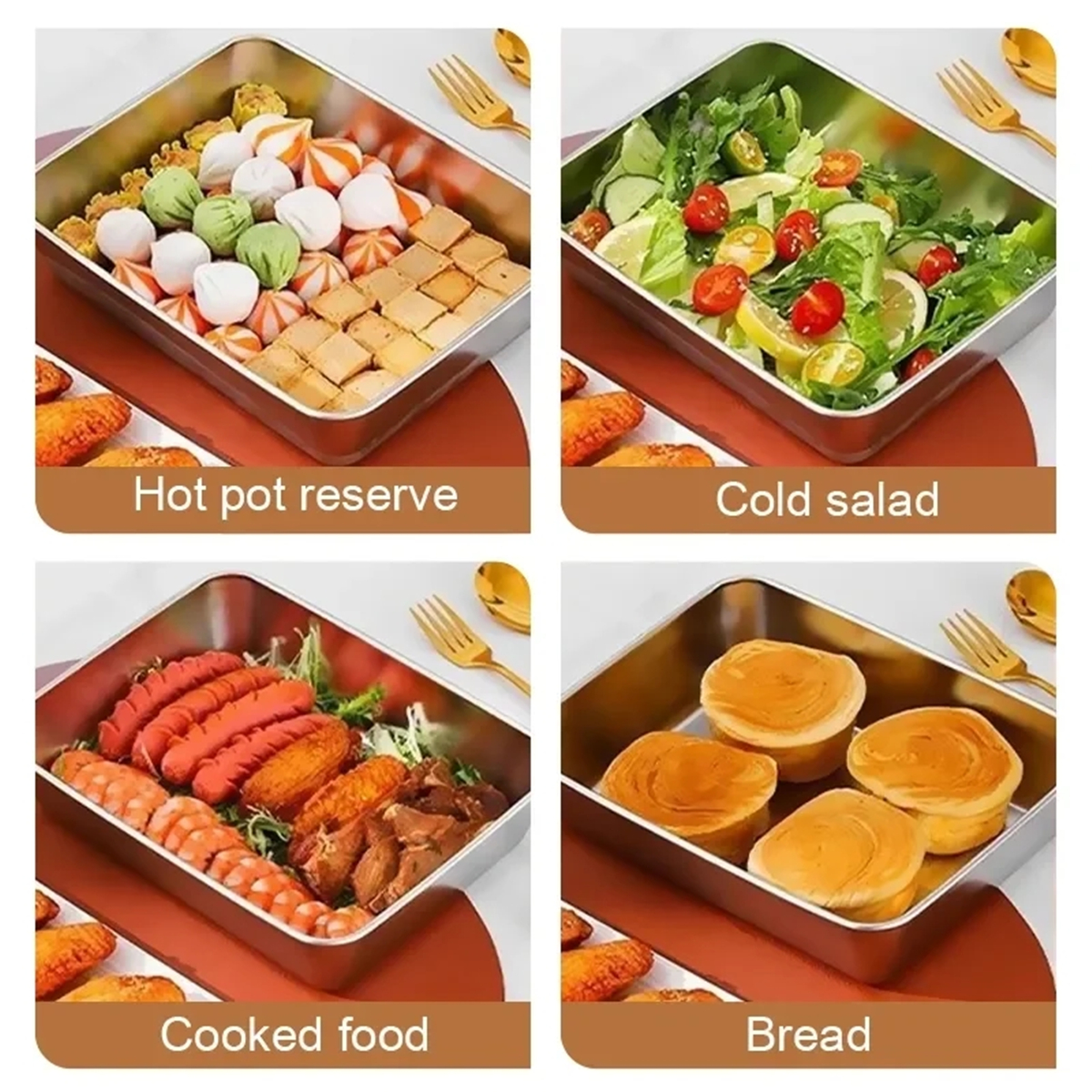 【BUY 1 GET 1】304 Food lunch box tray Food stainless steel tray with ...