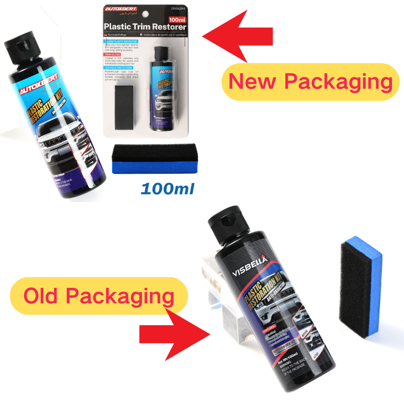 100ML Black Car Plastic Restore Rubber with Sponge Auto Restorer bumper ...