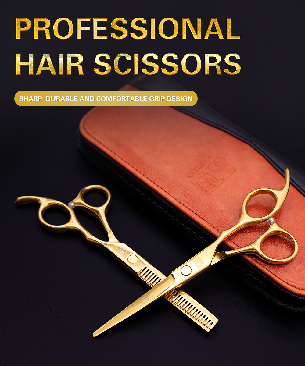 Ready Stock Beauty Salon Barber Gold Scissors 440C Kasho Japan Scissors ...