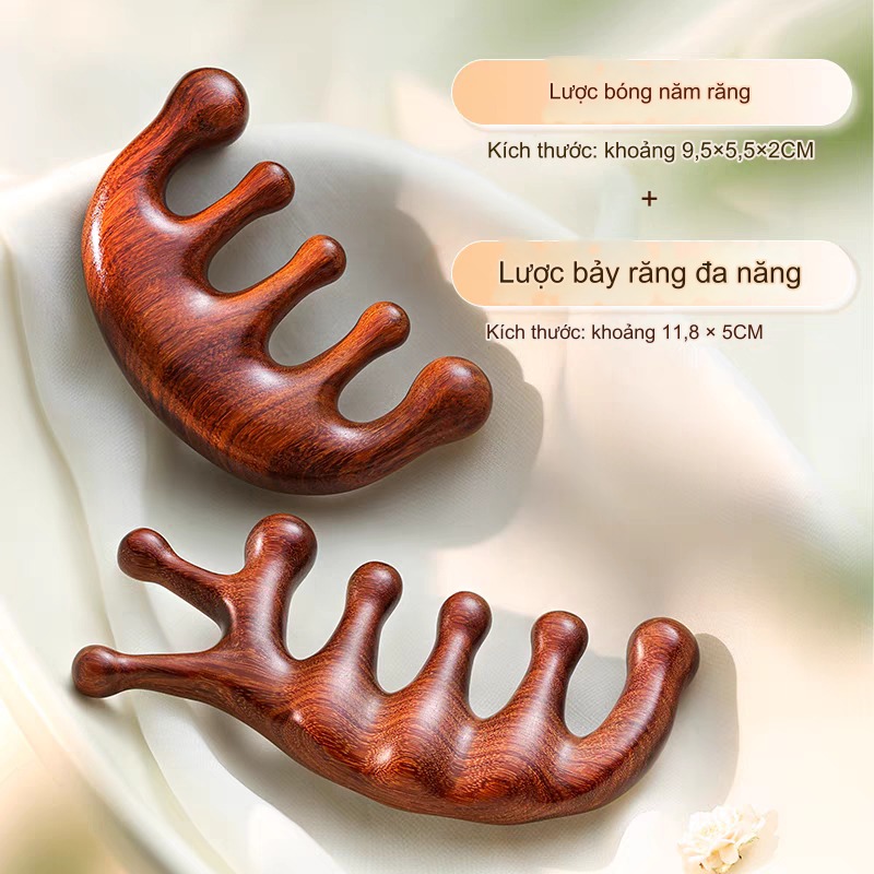 Sandalwood massage comb is used for scalp, nose, wide platform, face ...