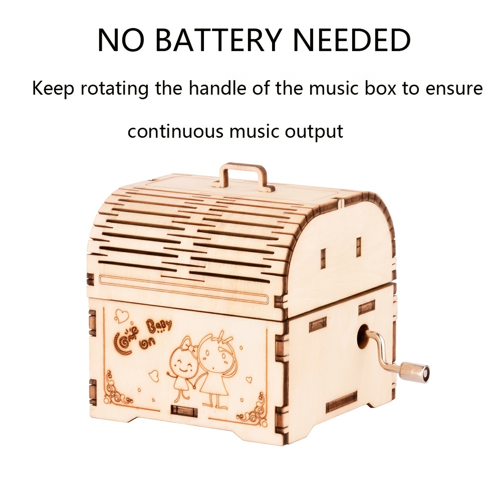 1pc wooden music box, 3D puzzle music box, treasure box, house, radio ...