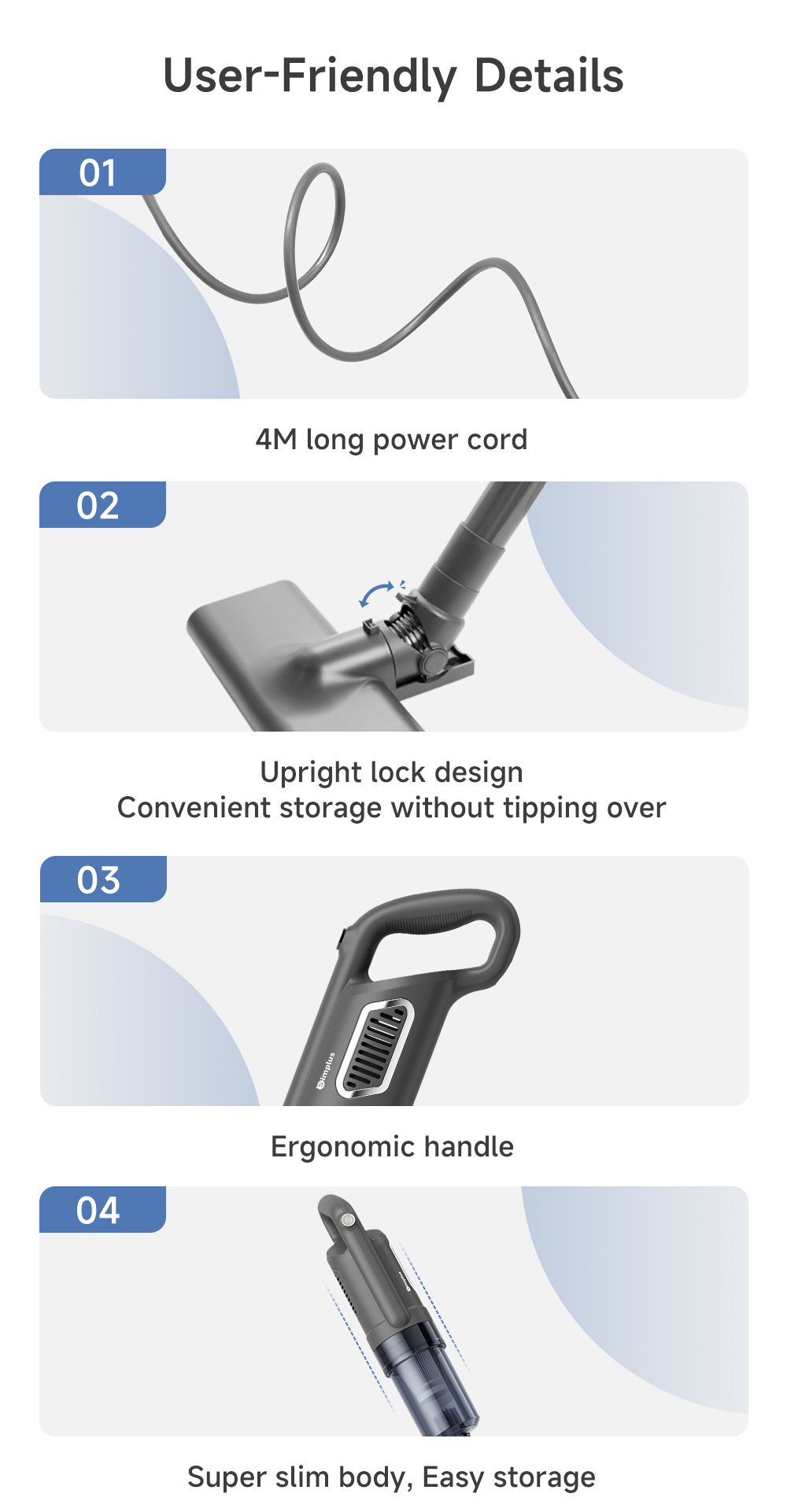 Simplus Vacuum Cleaner 18000PA Powerful Suction Home Vacuum HEPA H8 Filter 11 Cleaning ...