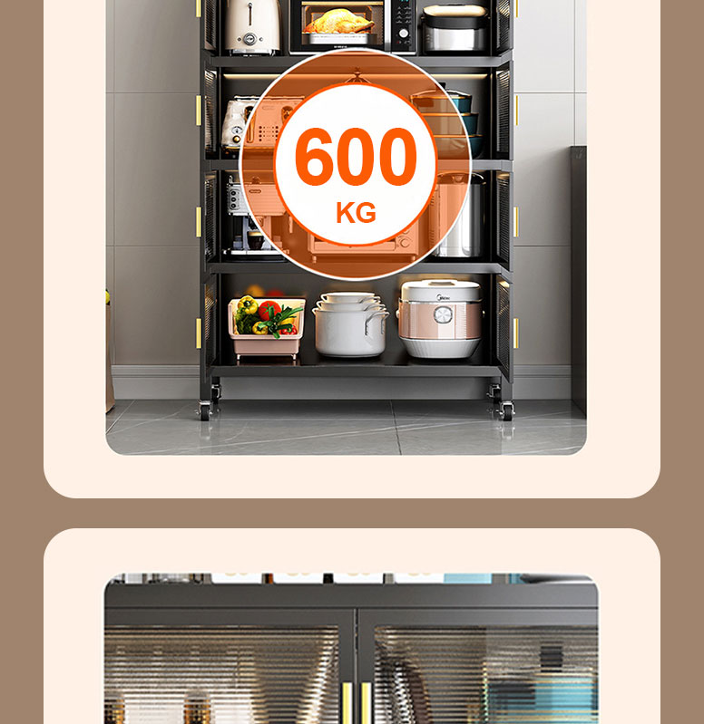 Kitchen Rack Dustproof Storage Cabinet Carbon Steel For Multi-function ...