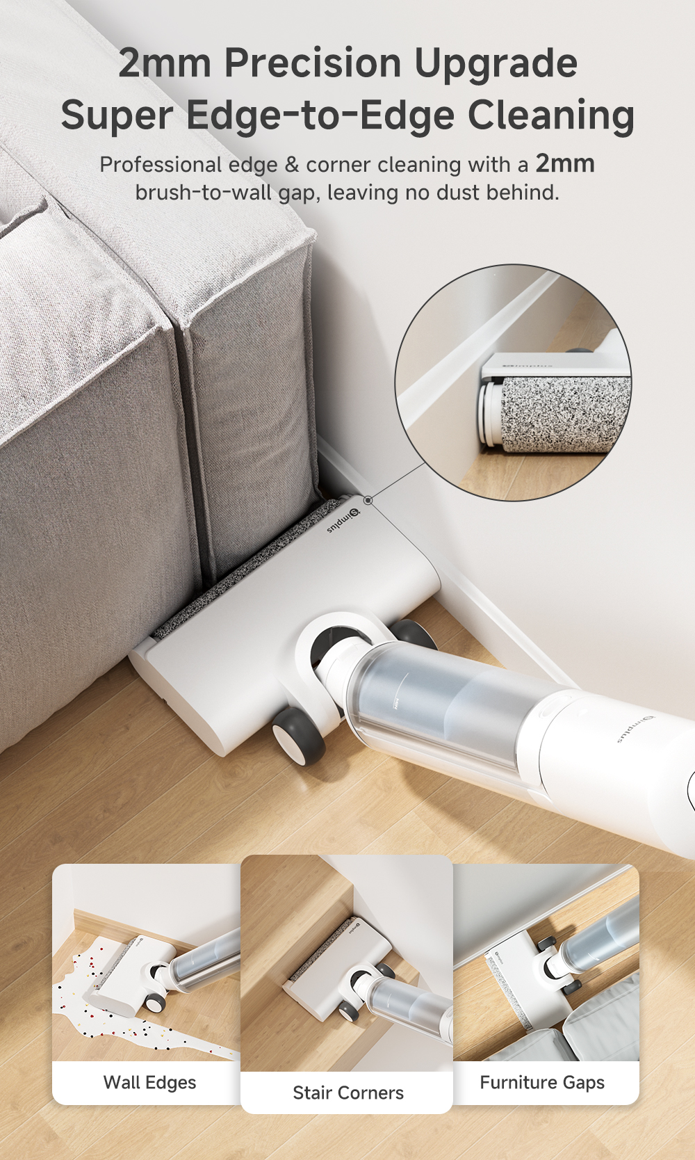 Simplus Cordless Wet & Dry Vacuum Cleaner Floor Cleaner and Mop with ...