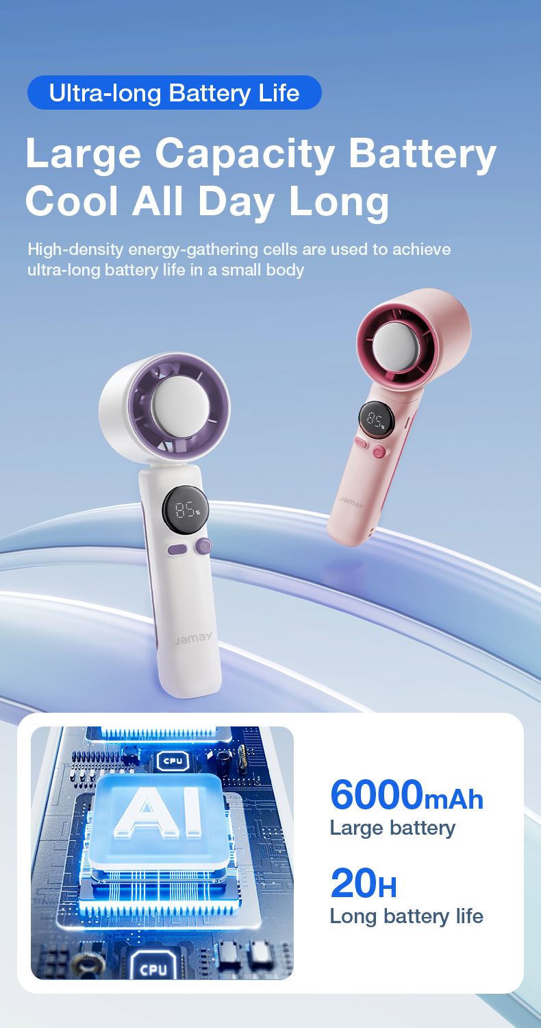 【Free Gift】Jamay Fan FS930 6000 mAh Turbo Mini Fan Rechargeable ...