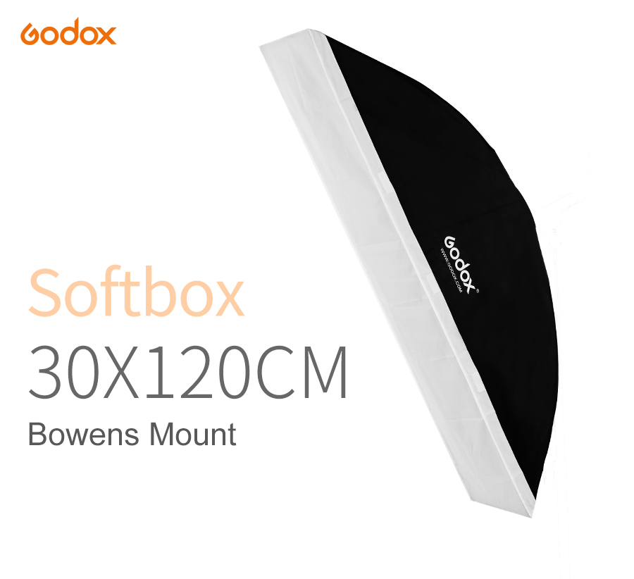 Godox Softbox 30x120cm 12"x 47" Portable Rectangular Studio Strobe Softbox with Bowens Mount for ...
