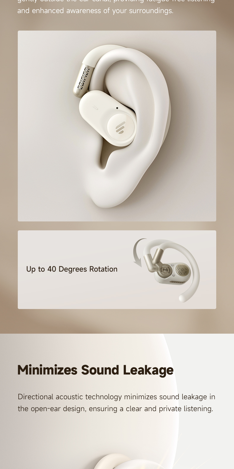 EDIFIER A6 Open Ear Headphones Waterproof Bluetooth 5.4 Earphone True ...