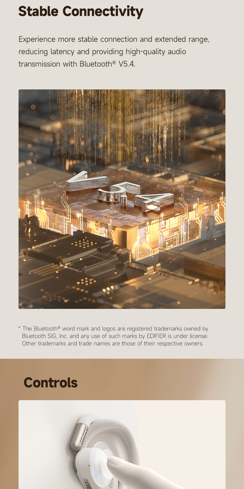 EDIFIER A6 Open Ear Headphones Waterproof Bluetooth 5.4 Earphone True ...