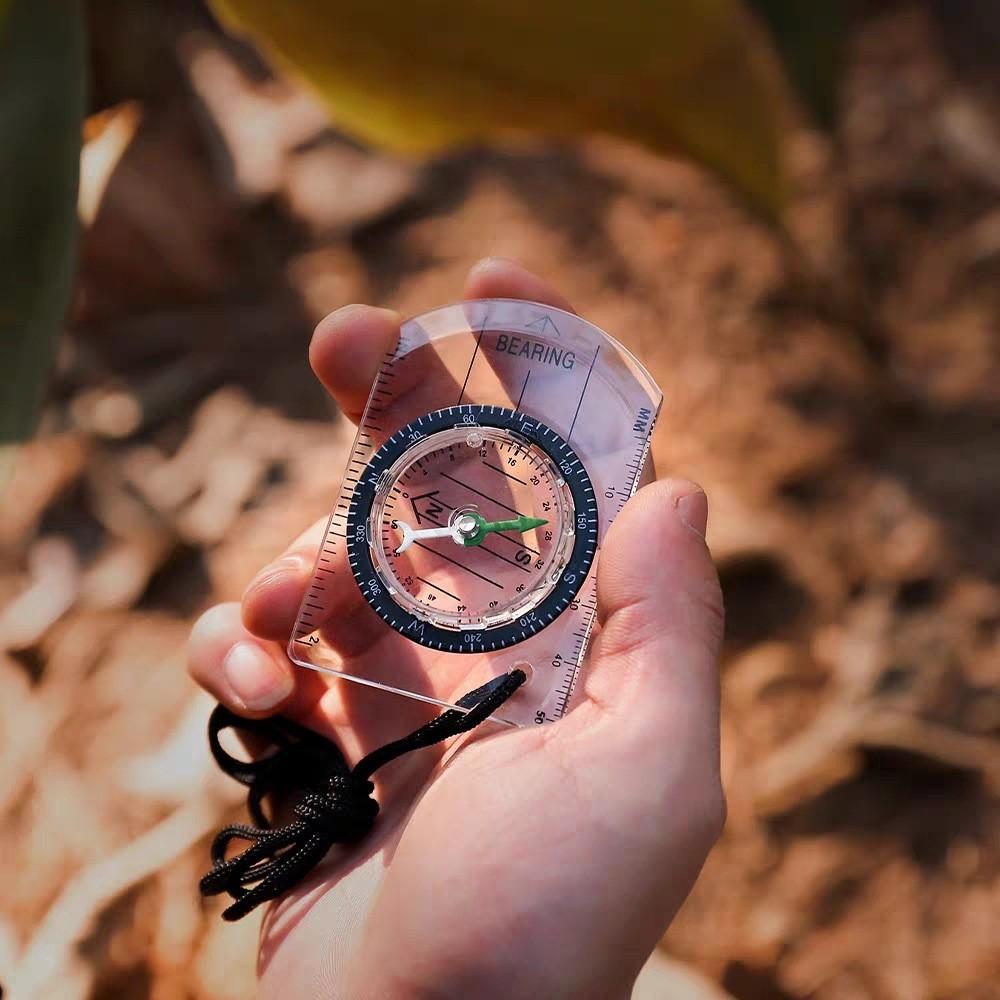 [F]Survival Compass,Outdoor Transparent Portable Compass Compass Scale ...