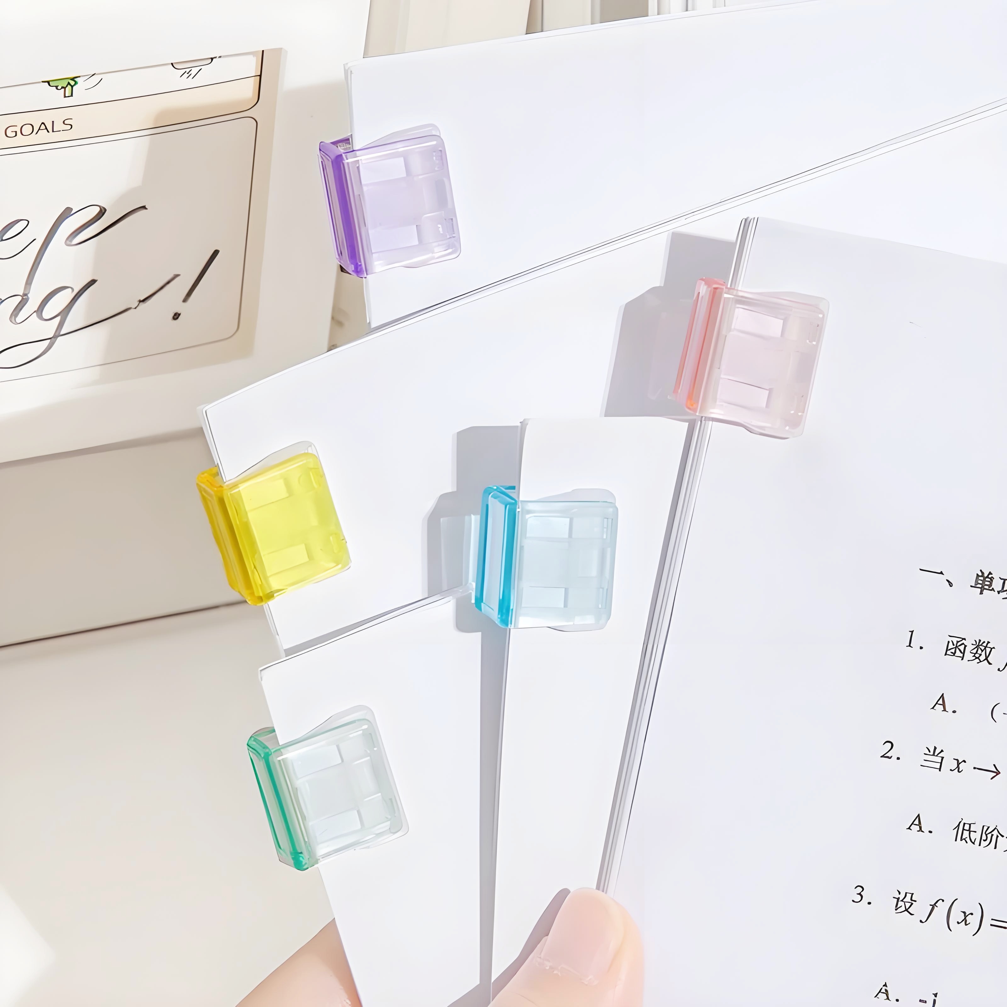 10pcs Mini Color Paper Clips Set Candy Transparent Plastic Bookmarks ...