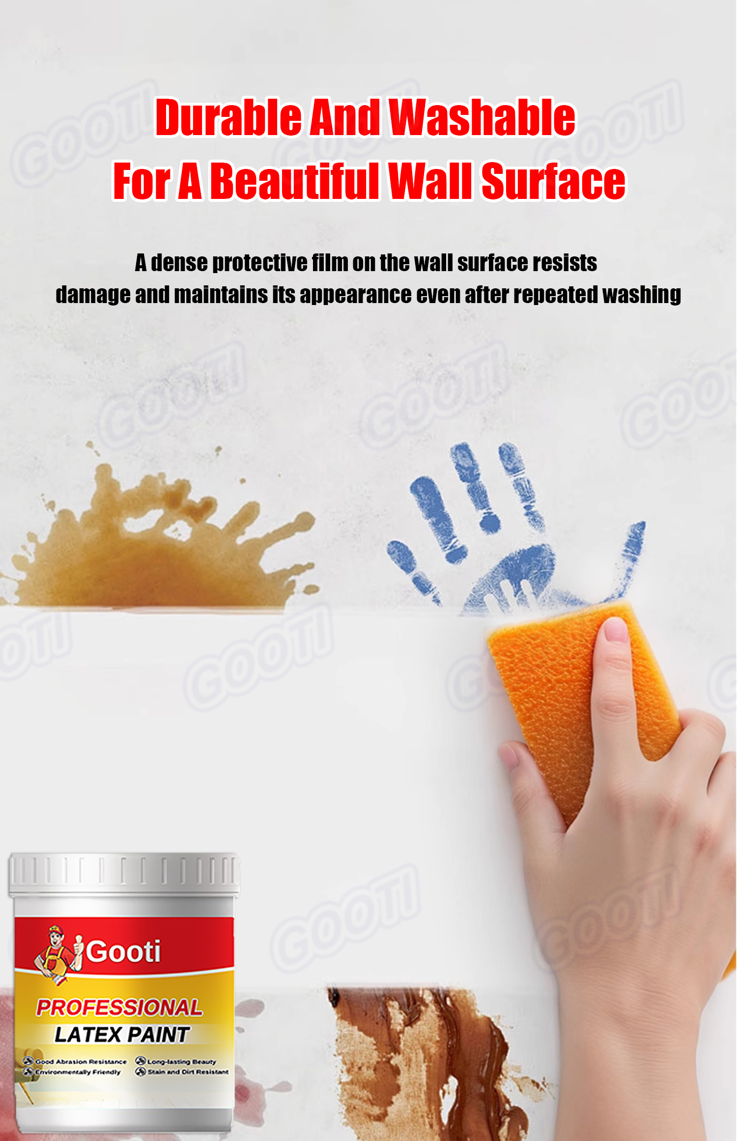 1000G With Brush GOOTI Professional Latex Paint Coating For Home Eco ...