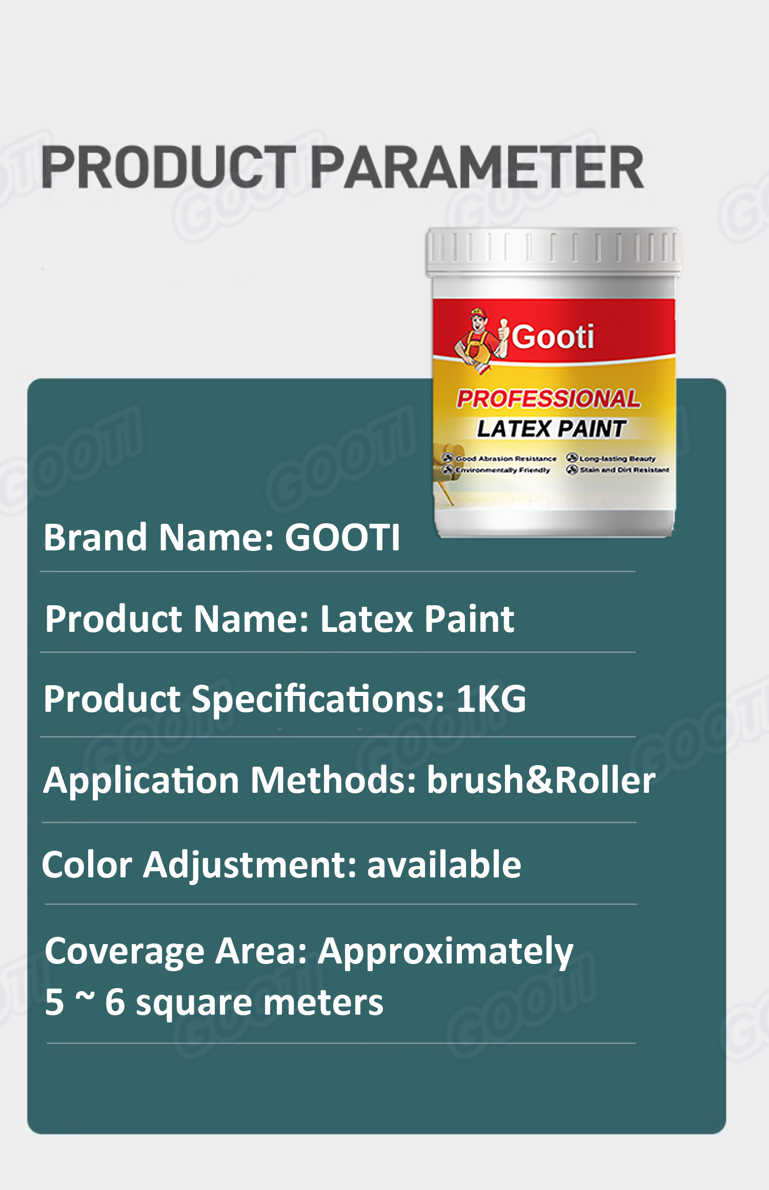 1000G With Brush GOOTI Professional Latex Paint Coating For Home Eco ...