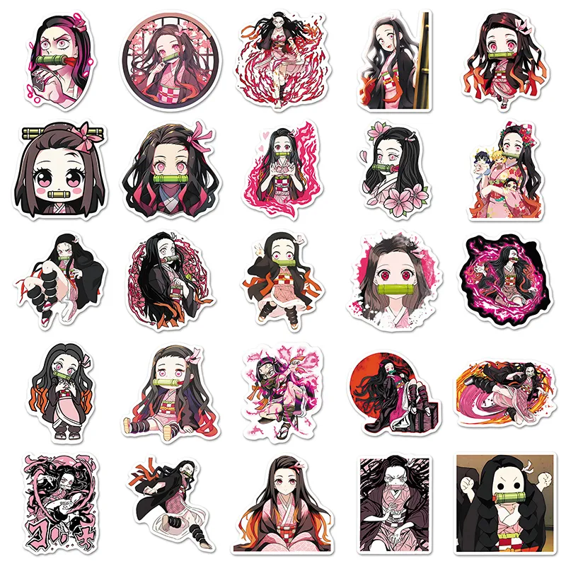 50pcs Kamado Nezuko Anime Demon Slayer Stickers DIY Diary Laptop Phone ...
