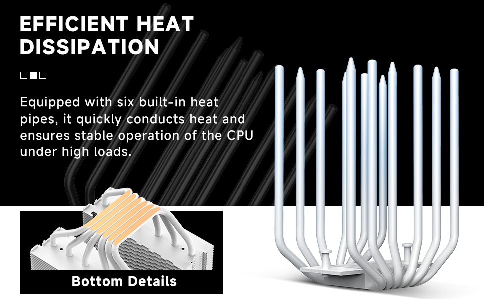 Jungle Leopard KF620-DGT Digital ARGB CPU Cooler Black / White 6 Heat ...