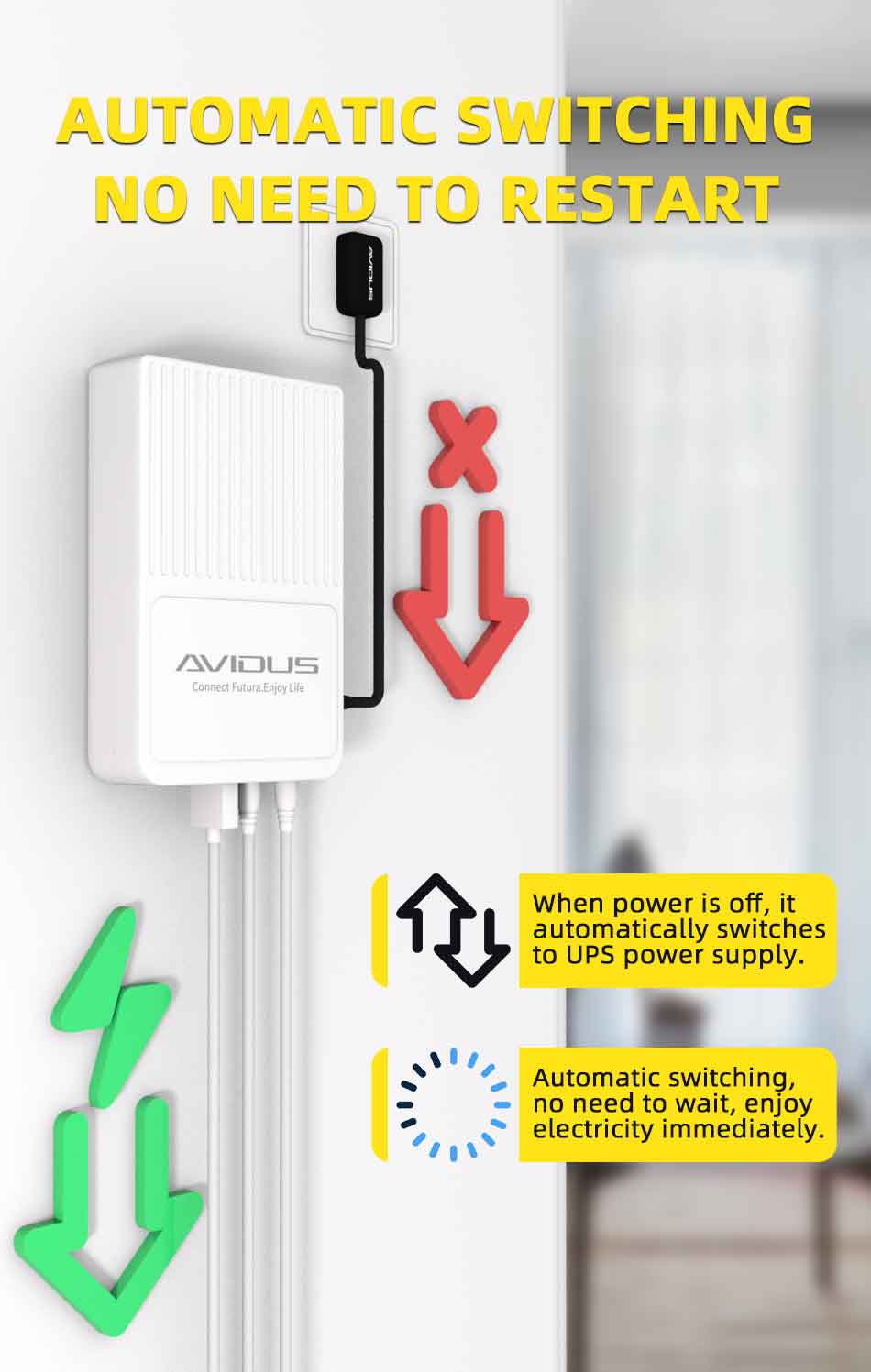 AVIDUS S110 10400mAh 2A Mini UPS Backup Power Supply 5V 9V 12V Voltage ...
