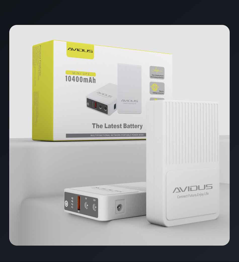 AVIDUS S110 10400mAh 2A Mini UPS Backup Power Supply 5V 9V 12V Voltage ...