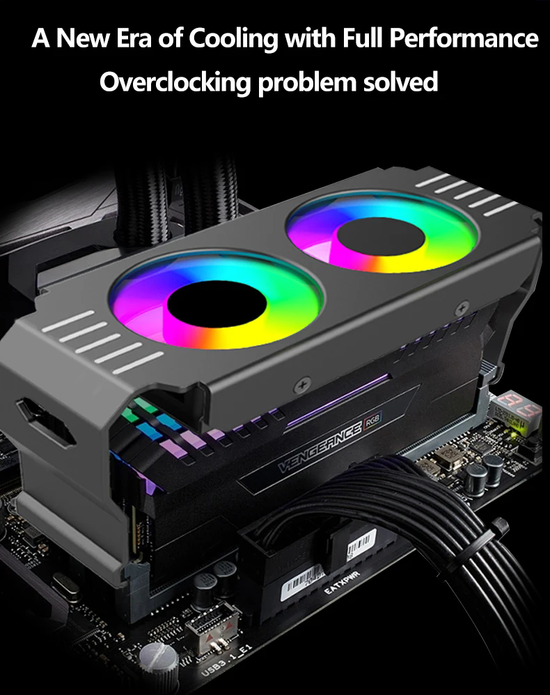 ICE Whale D50 RAM Heatsink Dual 5020 Fans ARGB Light Synchronous Memory Cooler Memory Module ...