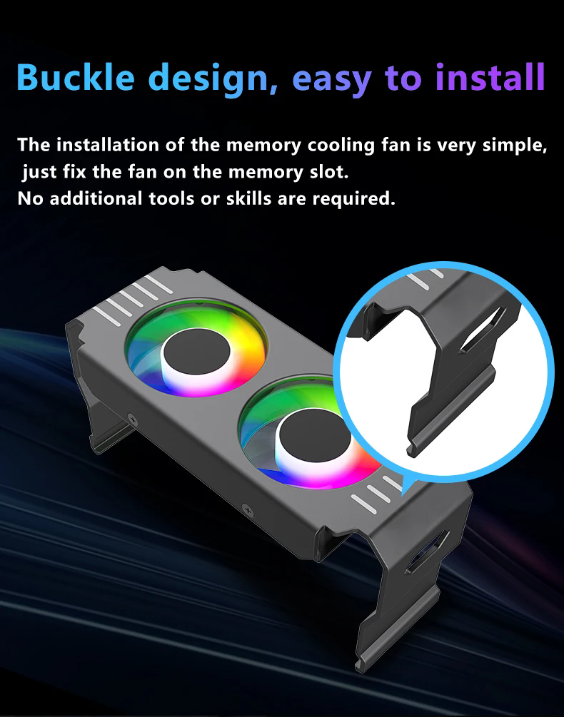 ICE Whale D50 RAM Heatsink Dual 5020 Fans ARGB Light Synchronous Memory Cooler Memory Module ...