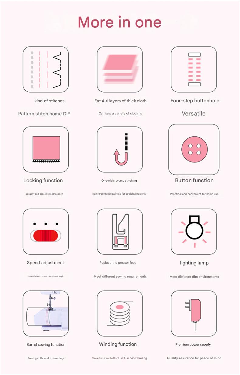 Mini multi-function sewing machine 12 double volt needle | Shopee ...