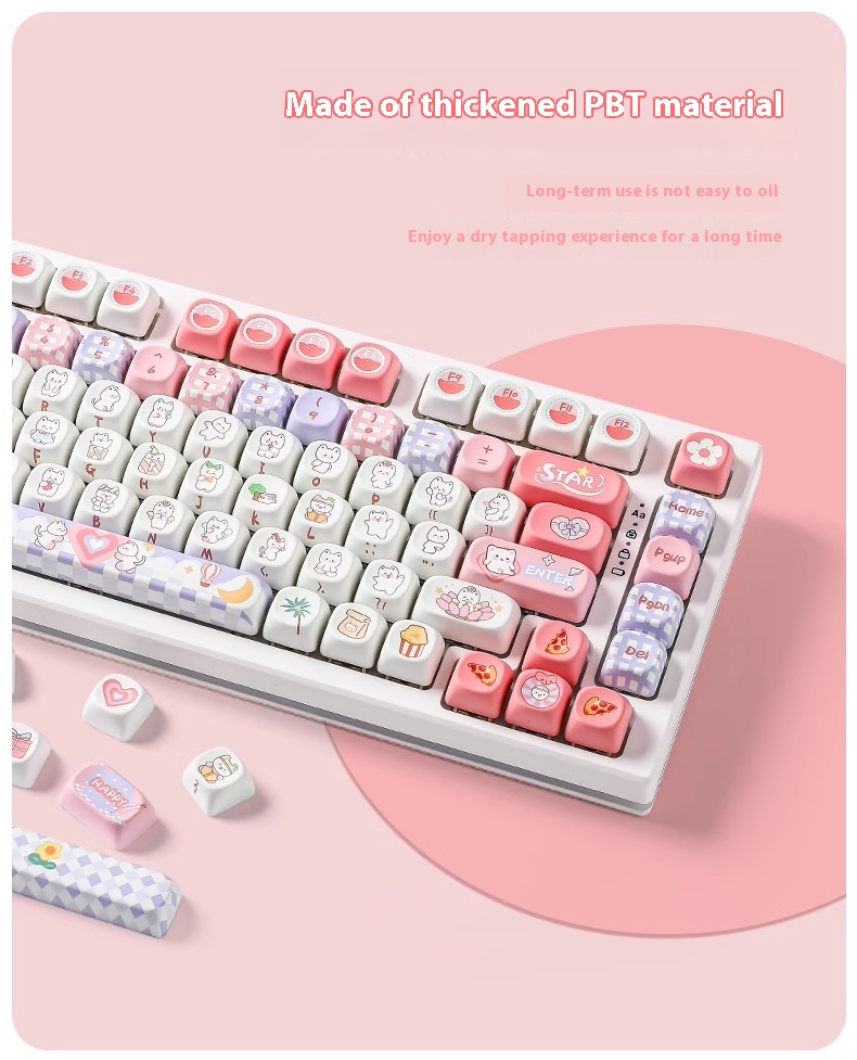 YUNZII Macaron Series Keycaps MOA Height Five Sided Thermal Sublimation PBT Mechanical Keyboard ...