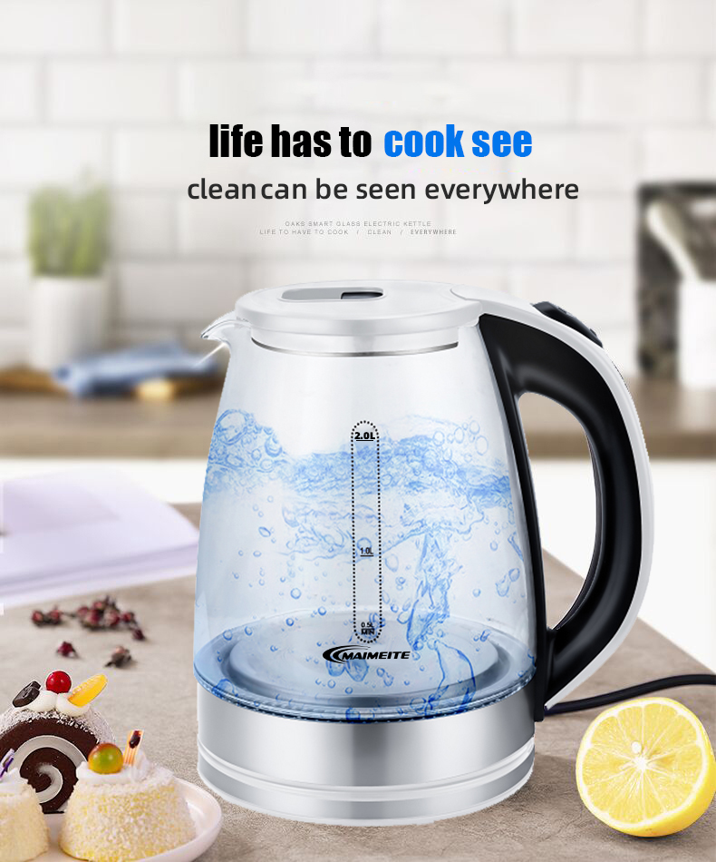 Maimeite Electric Kettle 2L Fast Heating Double Layer Anti Scalding ...