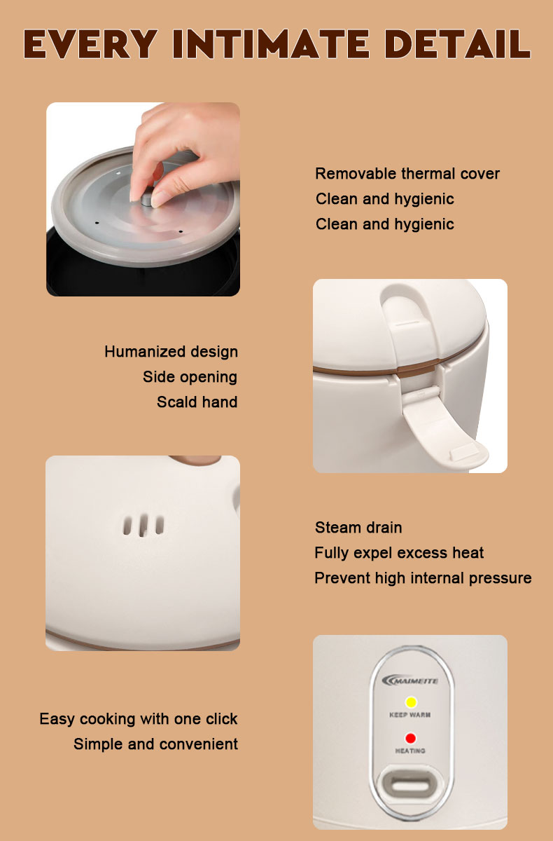 Maimeite Mini Rice Cooker with Non-stick Pot and Steamer 1.2L/1.8L ...