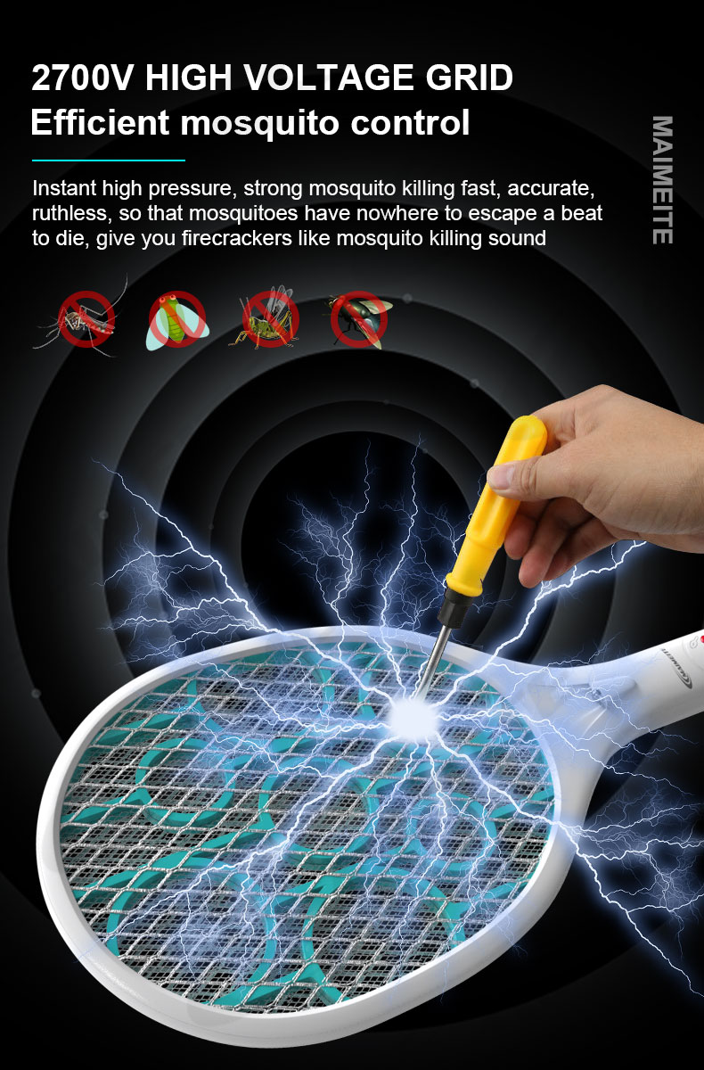 Maimeite Electric Mosquito Swatter Portable UV Rays Rechargeable ...