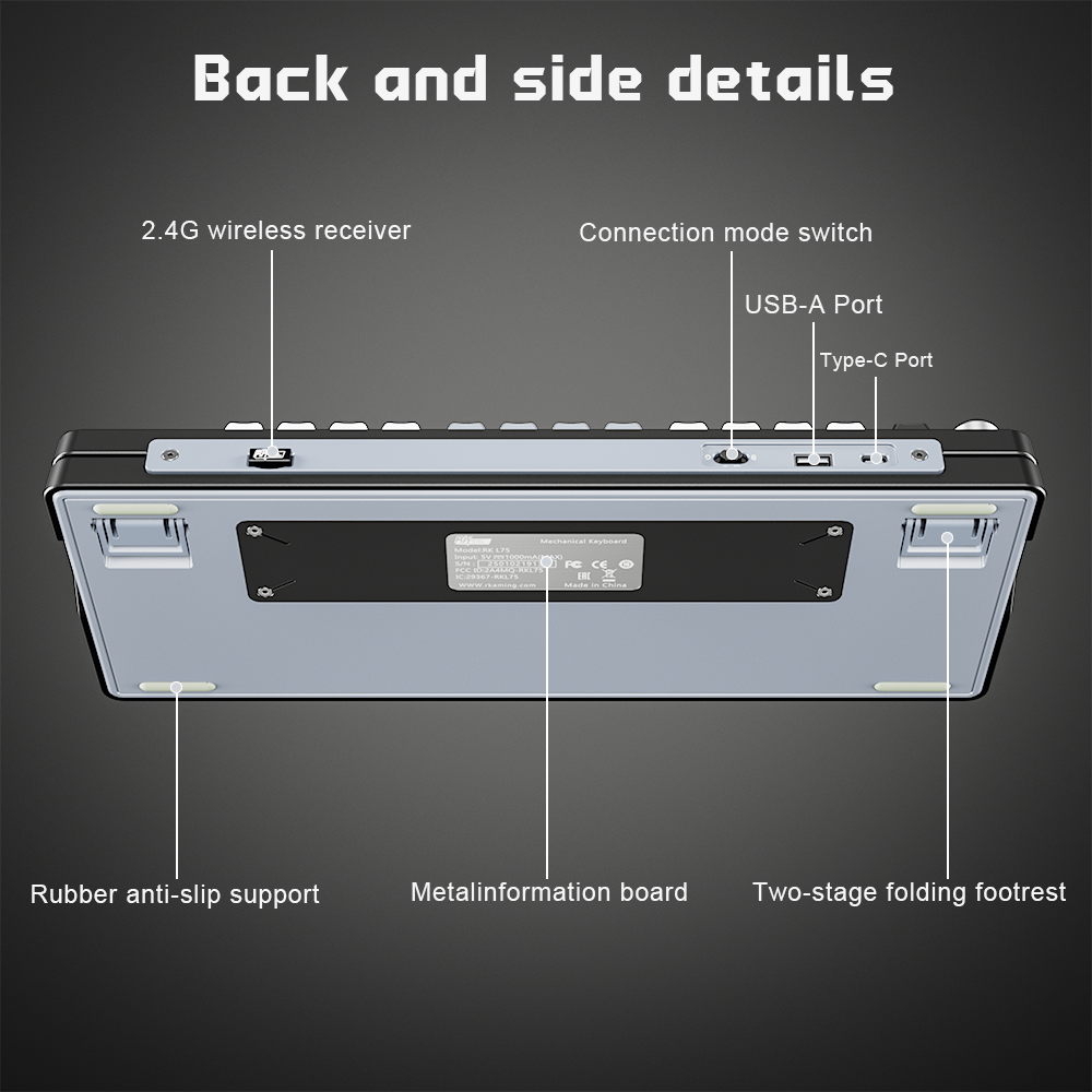 Royal Kludge RK L75 Mocha Grey 85 Key Diy Tri-Mode RGB Wired Bluetooth ...