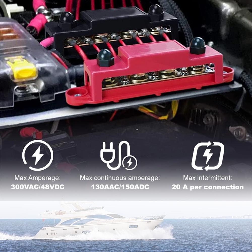 4 Post Power Distribution Block Terminal Screw Bus Bar M8 M10 High Current Wiring Stud Battery ...