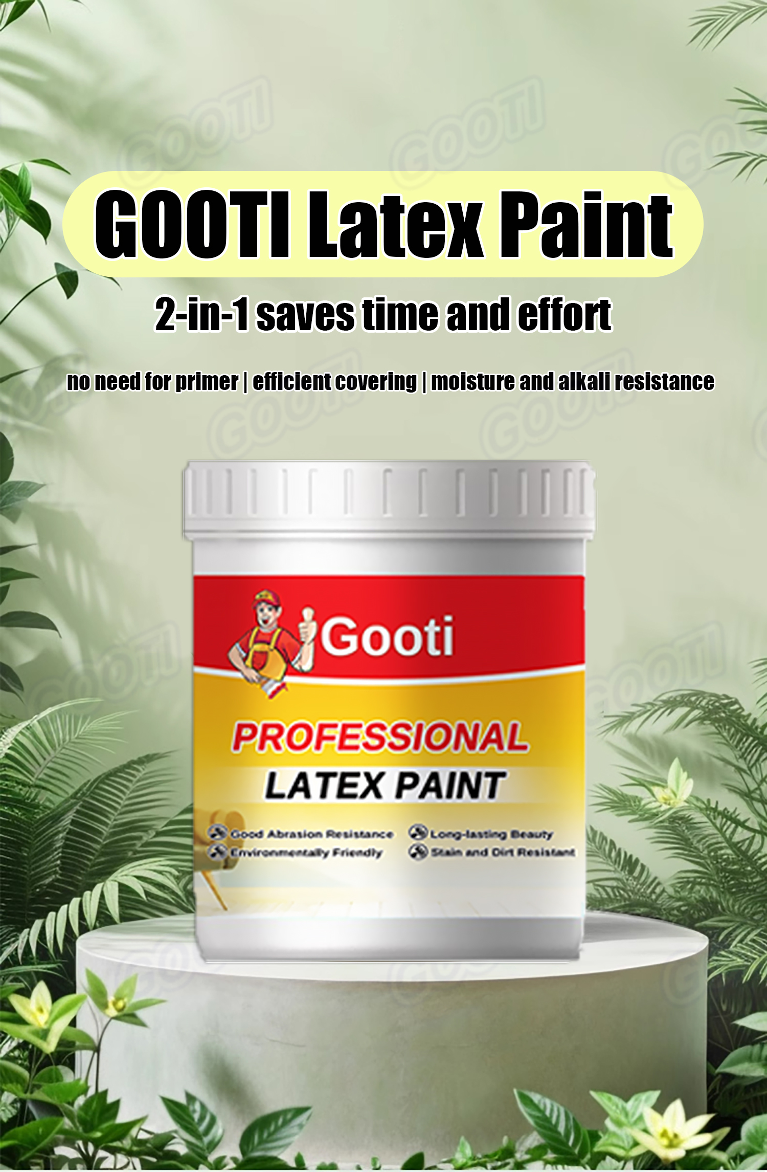 1000G With Brush GOOTI Professional Latex Paint Coating For Home Eco ...