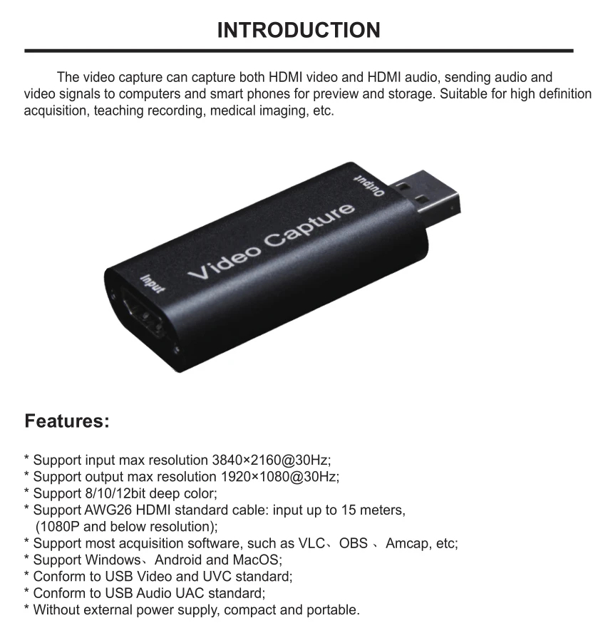 HDMI 4K Compatible Video Capture Board USB 2.0 1080P Grabber Recorder ...