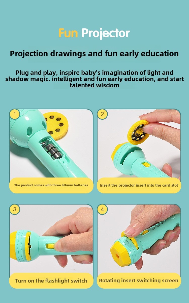 Flashlight Projector Flashlight light Toy Baby sleeping story book ...