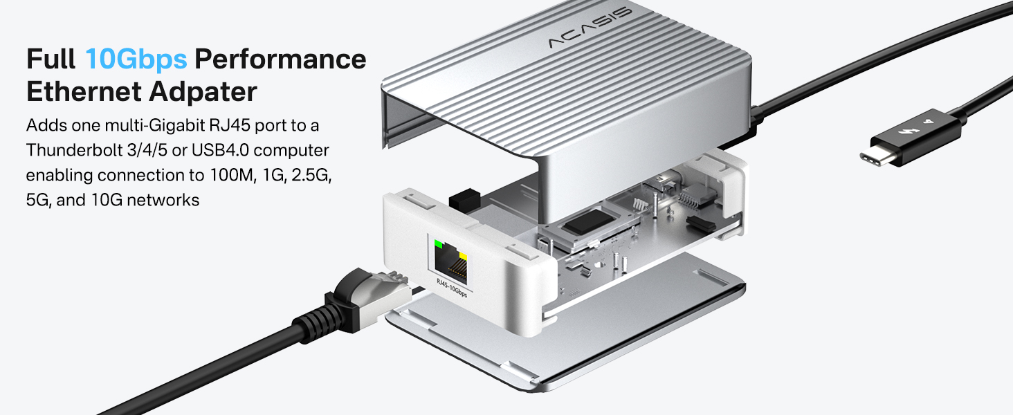 Acasis 10 Gigabit Ethernet Adapter Compatible with Thunderbolt 5/4/3 ...