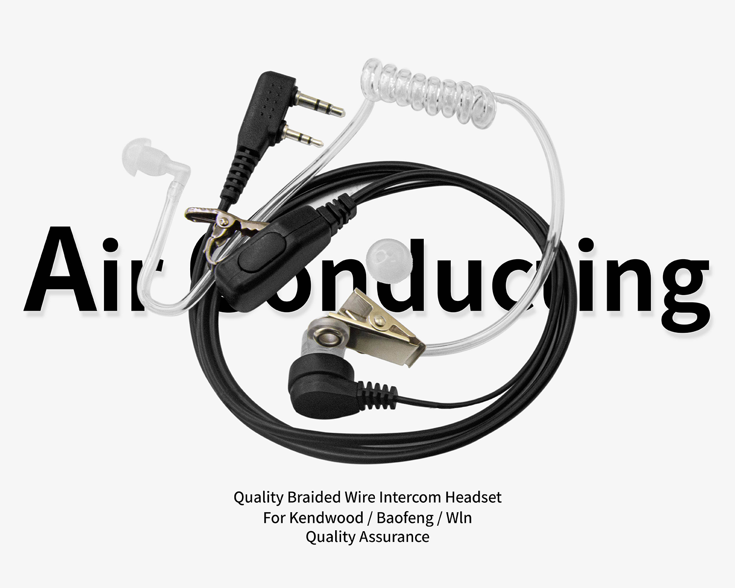 HEARTOP WG-01 For WLN/Baofeng/Kenwood 2 Pin earphone with mic Headset ...