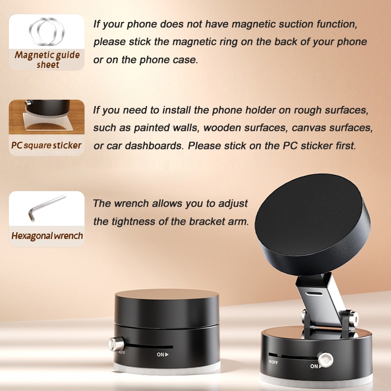 Magnetic Vacuum Magsafe Phone Holder 360° Rotation Car Electric Vacuum ...