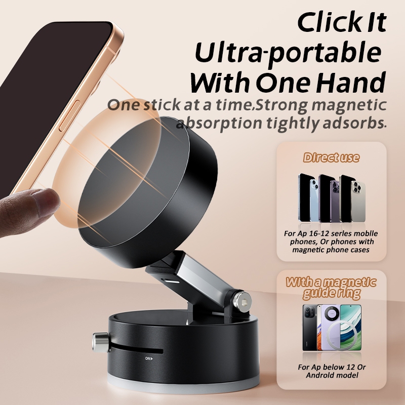 Magnetic Vacuum Magsafe Phone Holder 360° Rotation Car Electric Vacuum ...